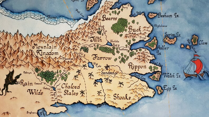 Realm Of the Elderlings World Map Poster A2 size | Etsy