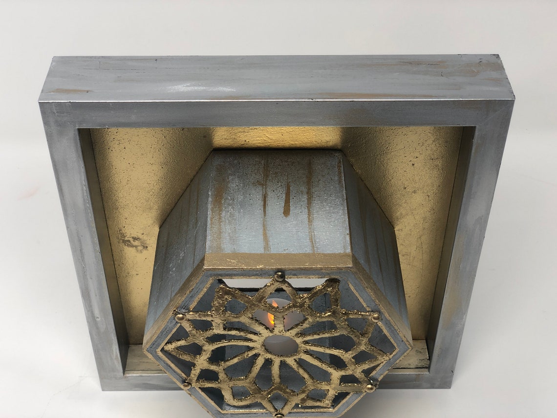 The Arabesque® Wooden Wall Art Lamp With Painted Polymer Clay | Etsy