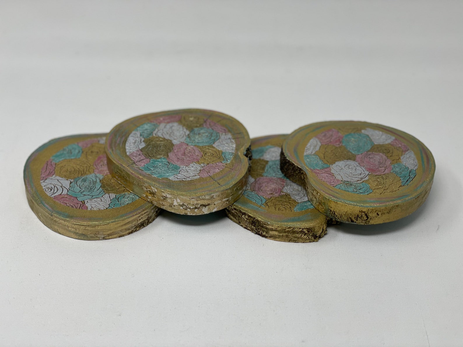 The Arabesque® Natural Wood Coaster Set (of 4) With Laser Engraved ...