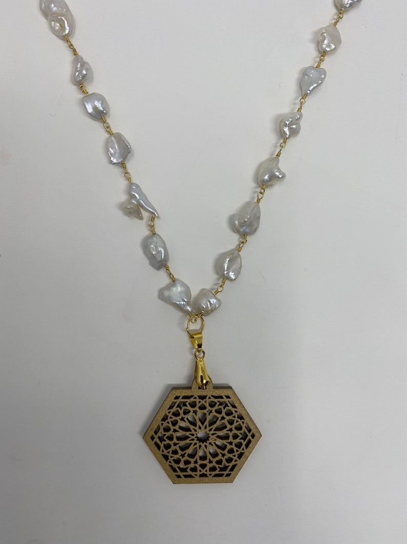The Arabesque® Medieval Geometric Pattern Wooden Pendant With - Etsy
