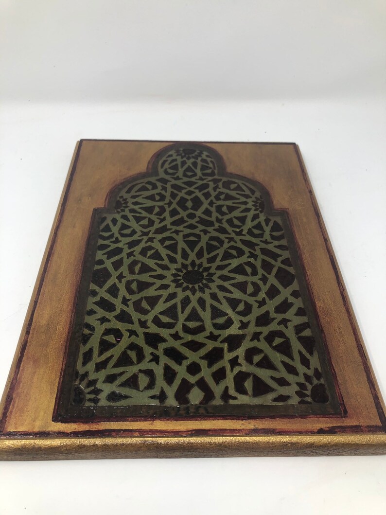 The Arabesque® 9" X 12" Wooden Antique-look Woodburned and Handpainted ...