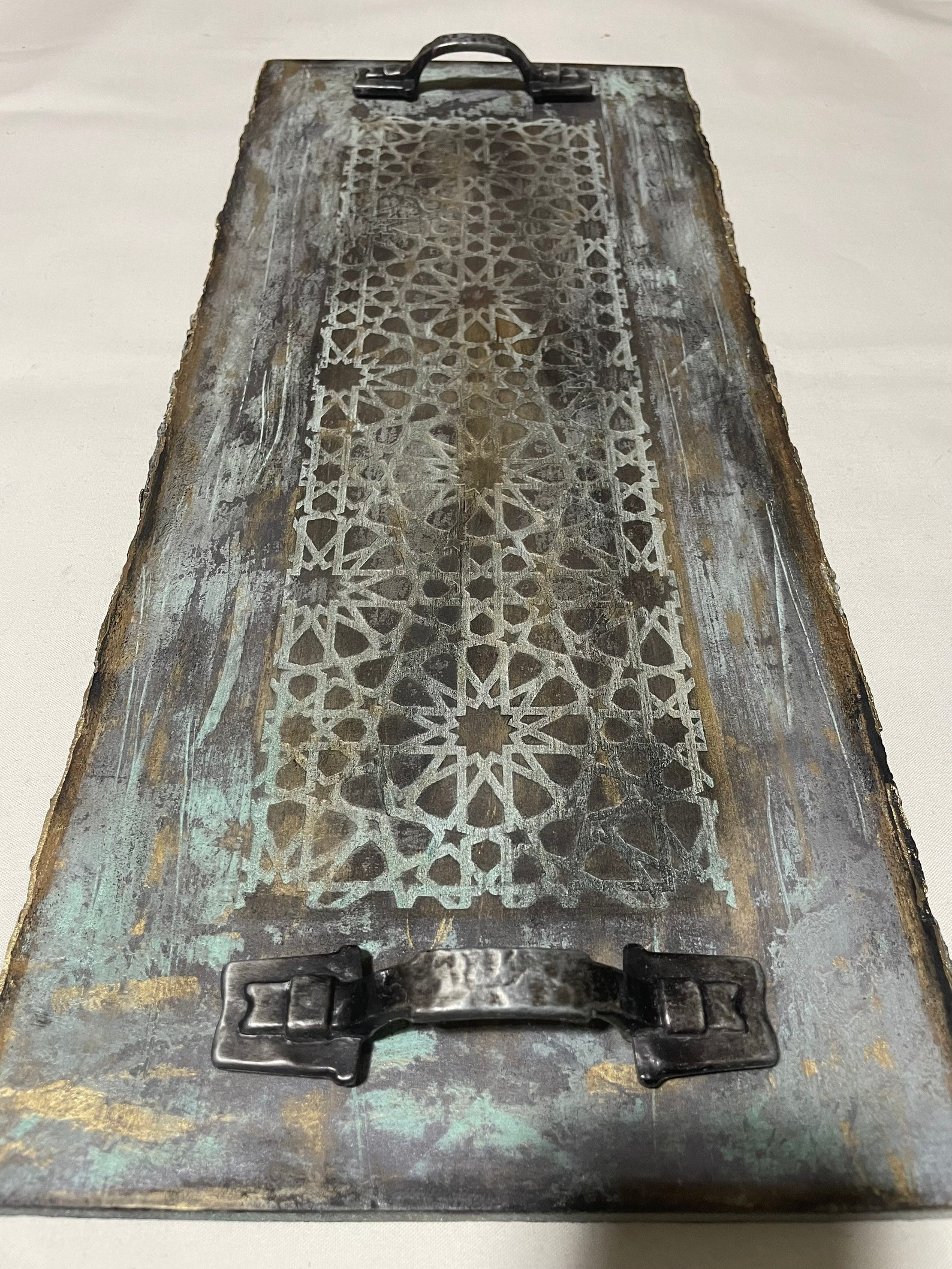 The Arabesque® Decorative Wooden Tray With Medieval Islamic Geometric ...