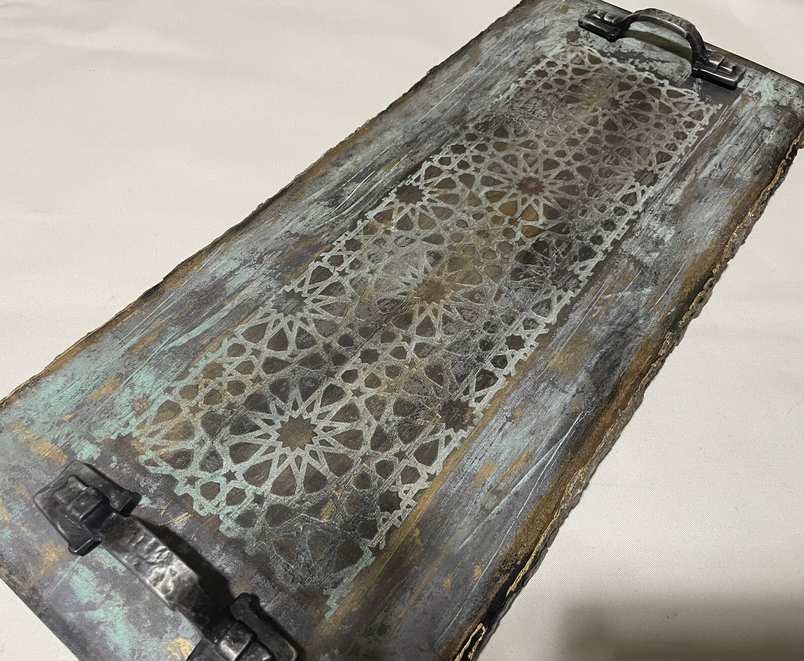 The Arabesque® Decorative Wooden Tray With Medieval Islamic Geometric ...