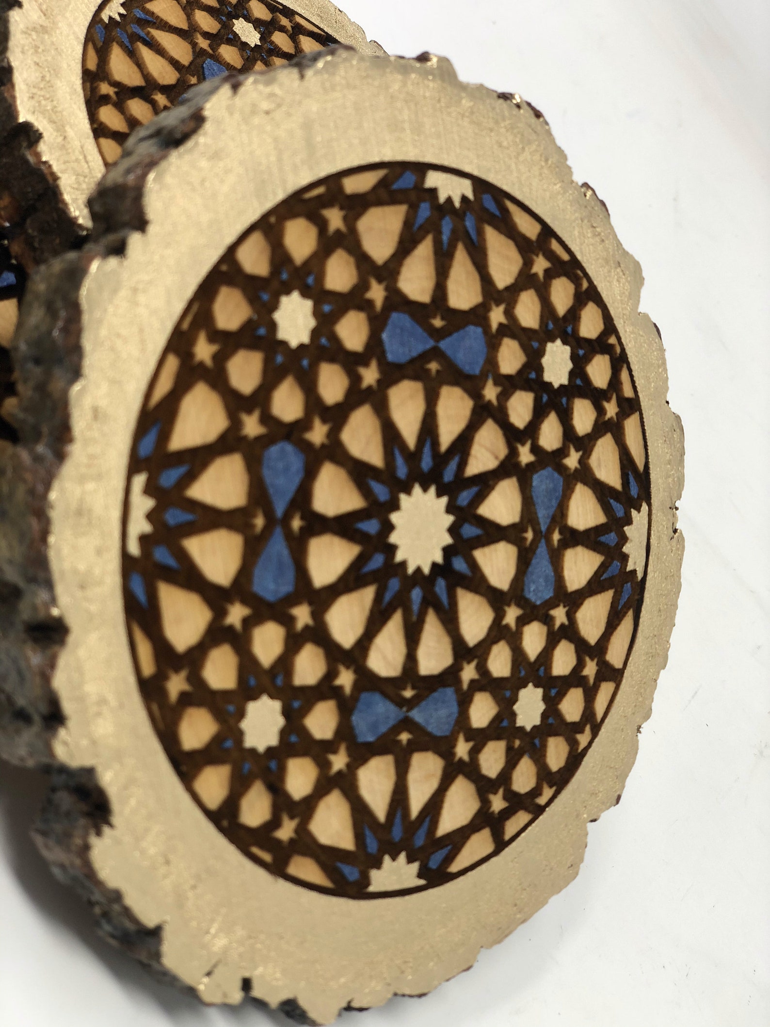 The Arabesque® Natural Wood Coaster Set of 4 With Laser - Etsy