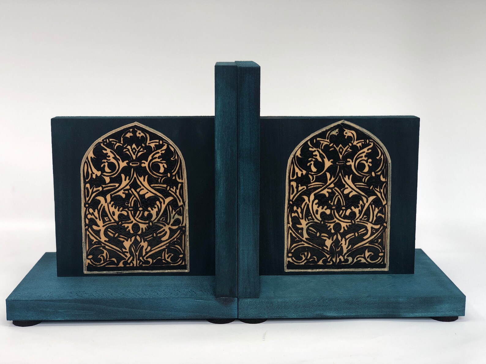 Arabesque Window Bookends, Woodburned Historical Design - Etsy