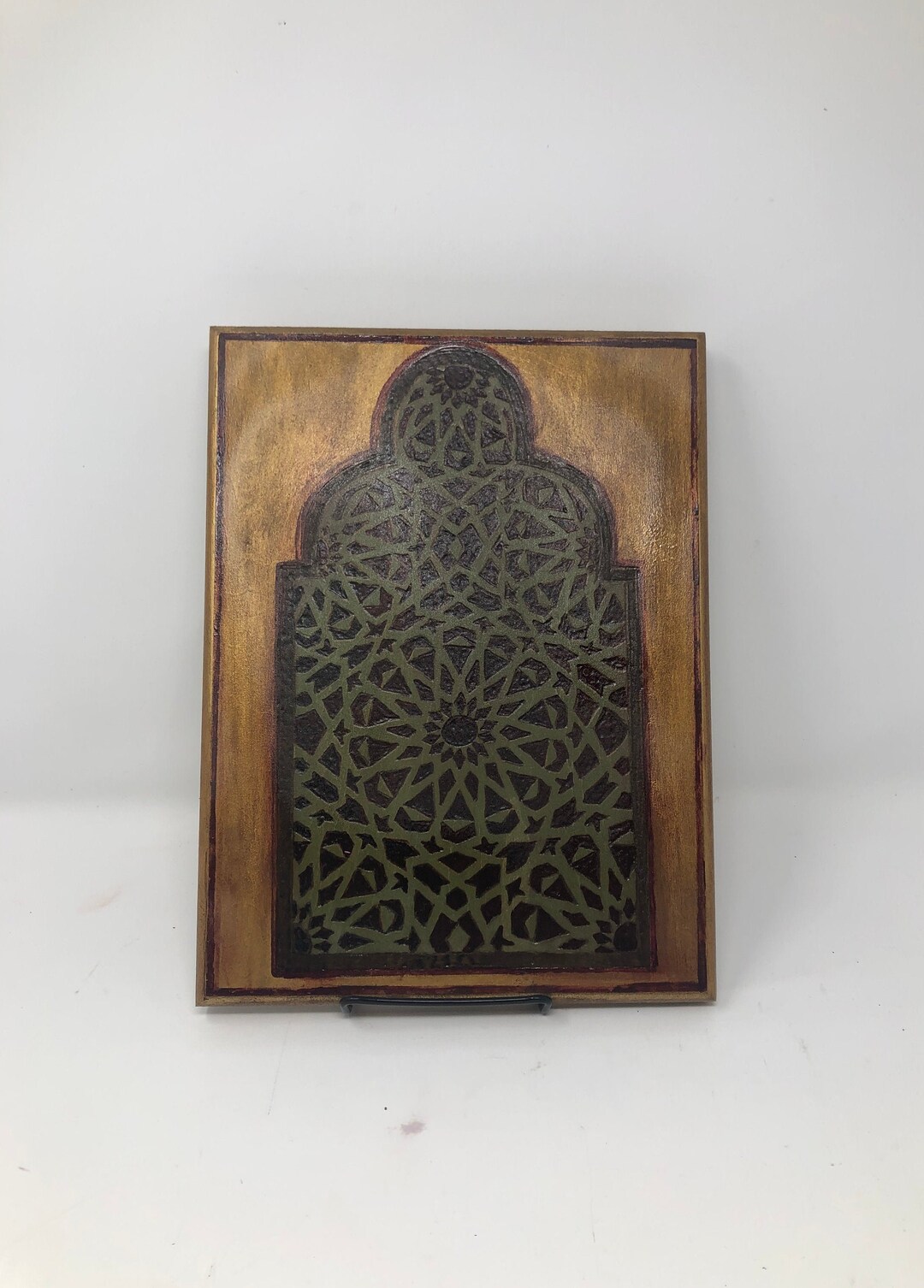 The Arabesque® 9" X 12" Wooden Antique-look Woodburned and Handpainted ...
