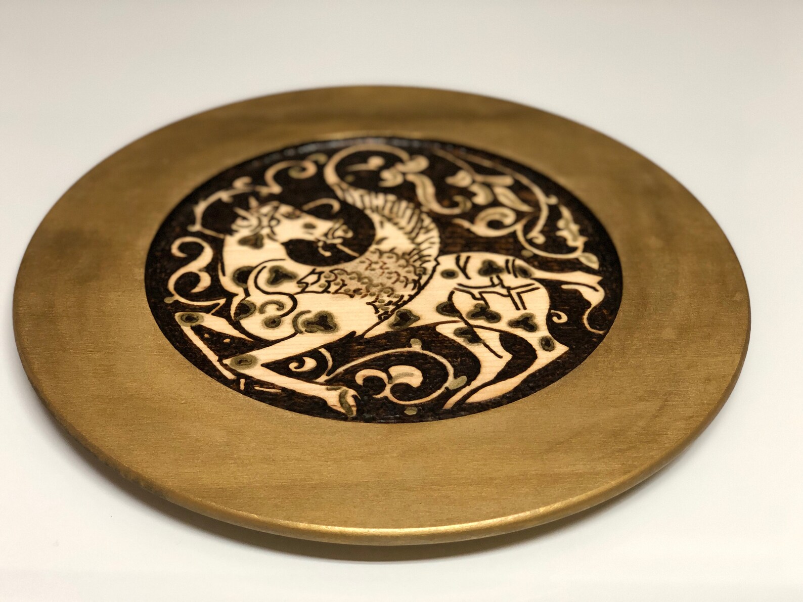 Wooden Decorative Plate 11.5 Inches With Woodburned Medieval | Etsy