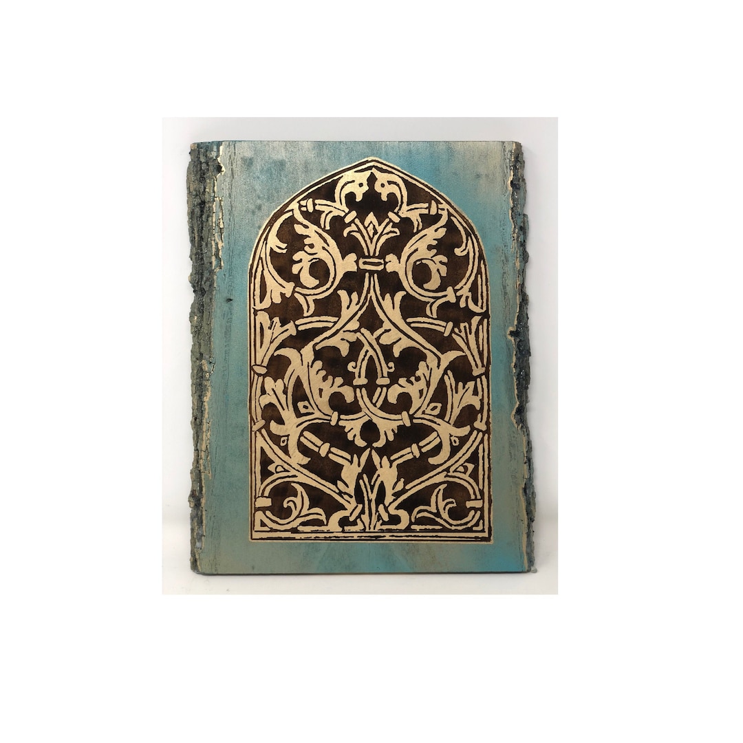 The Arabesque® Medieval Arabesque Engraved Wooden Window Wall Hanging ...