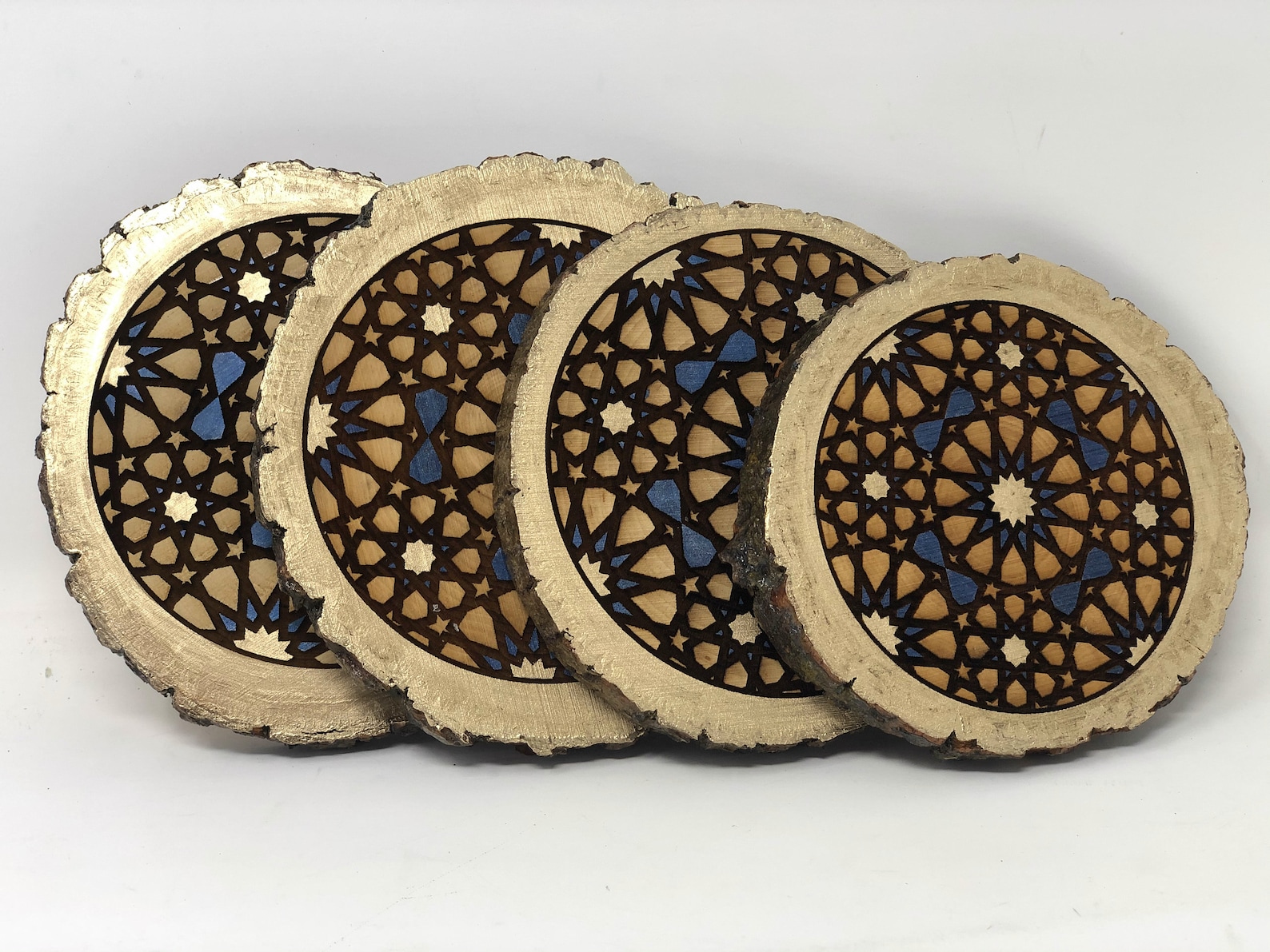 The Arabesque® Natural Wood Coaster Set of 4 With Laser - Etsy