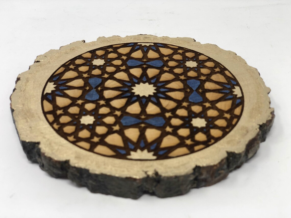The Arabesque® Natural Wood Coaster Set of 4 With Laser - Etsy