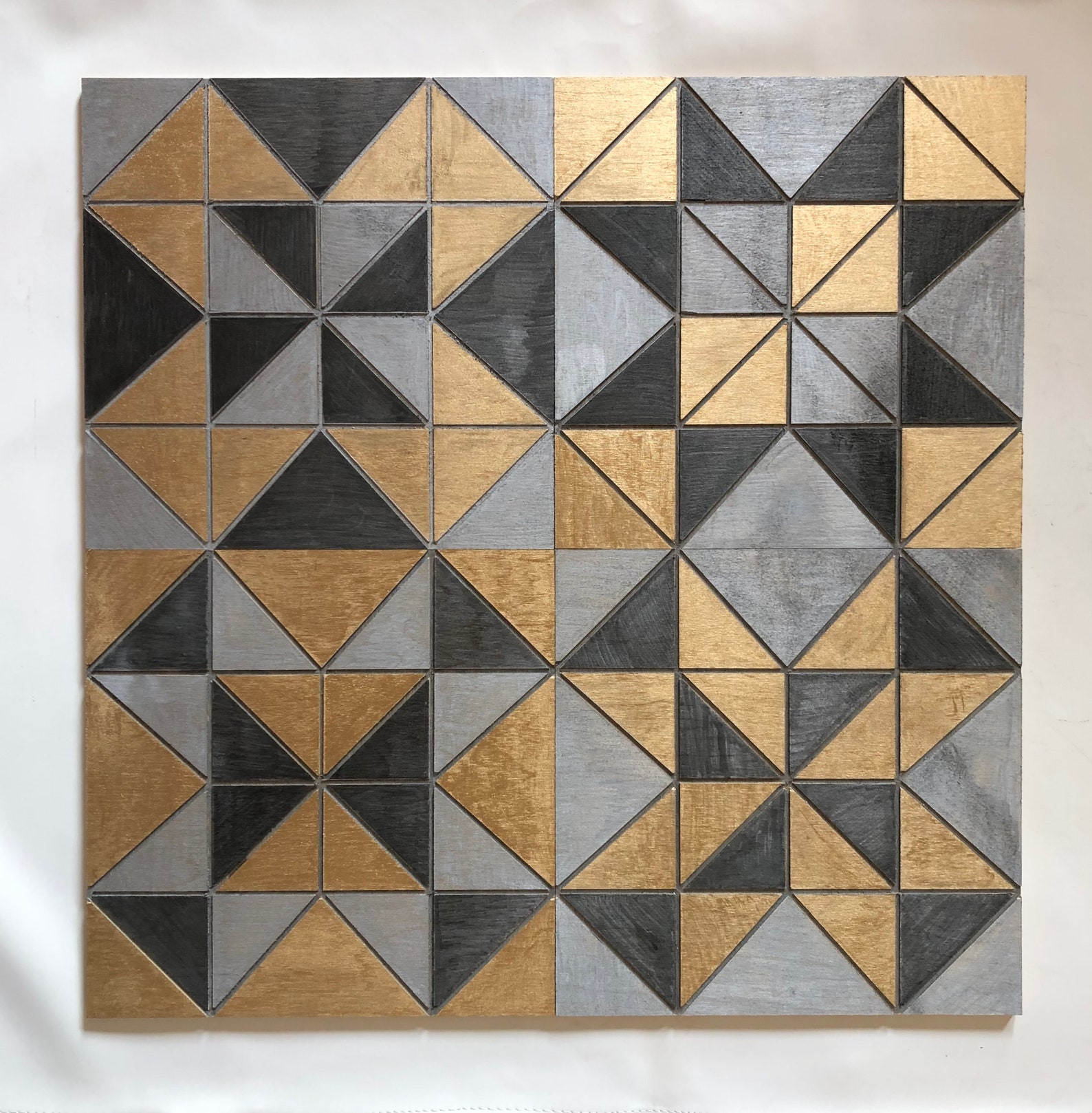 The Arabesque® Wooden and Modern Geometric Square Tile Wall | Etsy