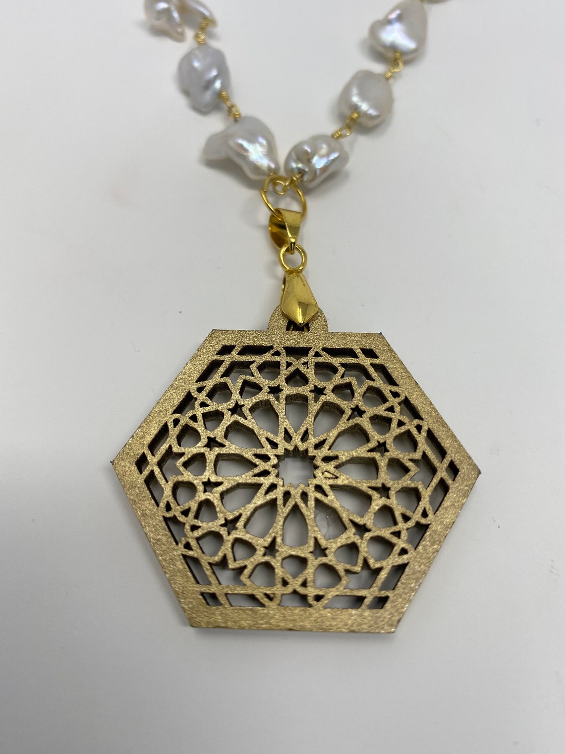 The Arabesque® Medieval Geometric Pattern Wooden Pendant With - Etsy
