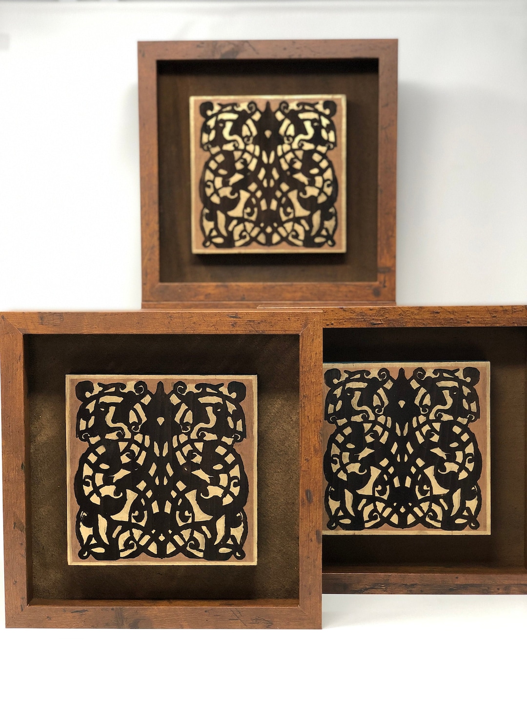The Arabesque® Brown, Navy Blue, and Gold 10" X 10" Shadow Box Frame ...