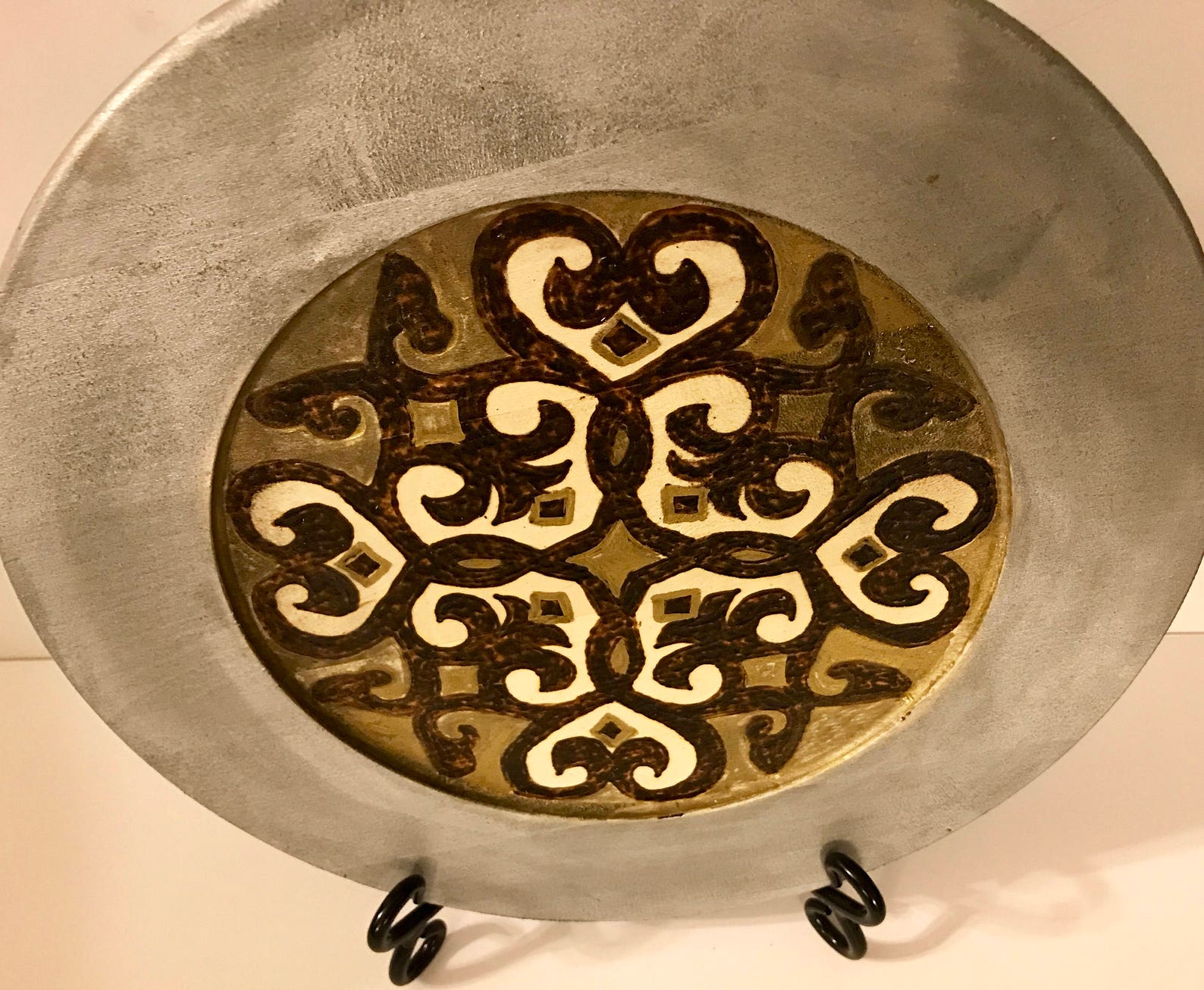 Medieval Arabesque Art Inspired Decorative Wood Plate With Antique ...