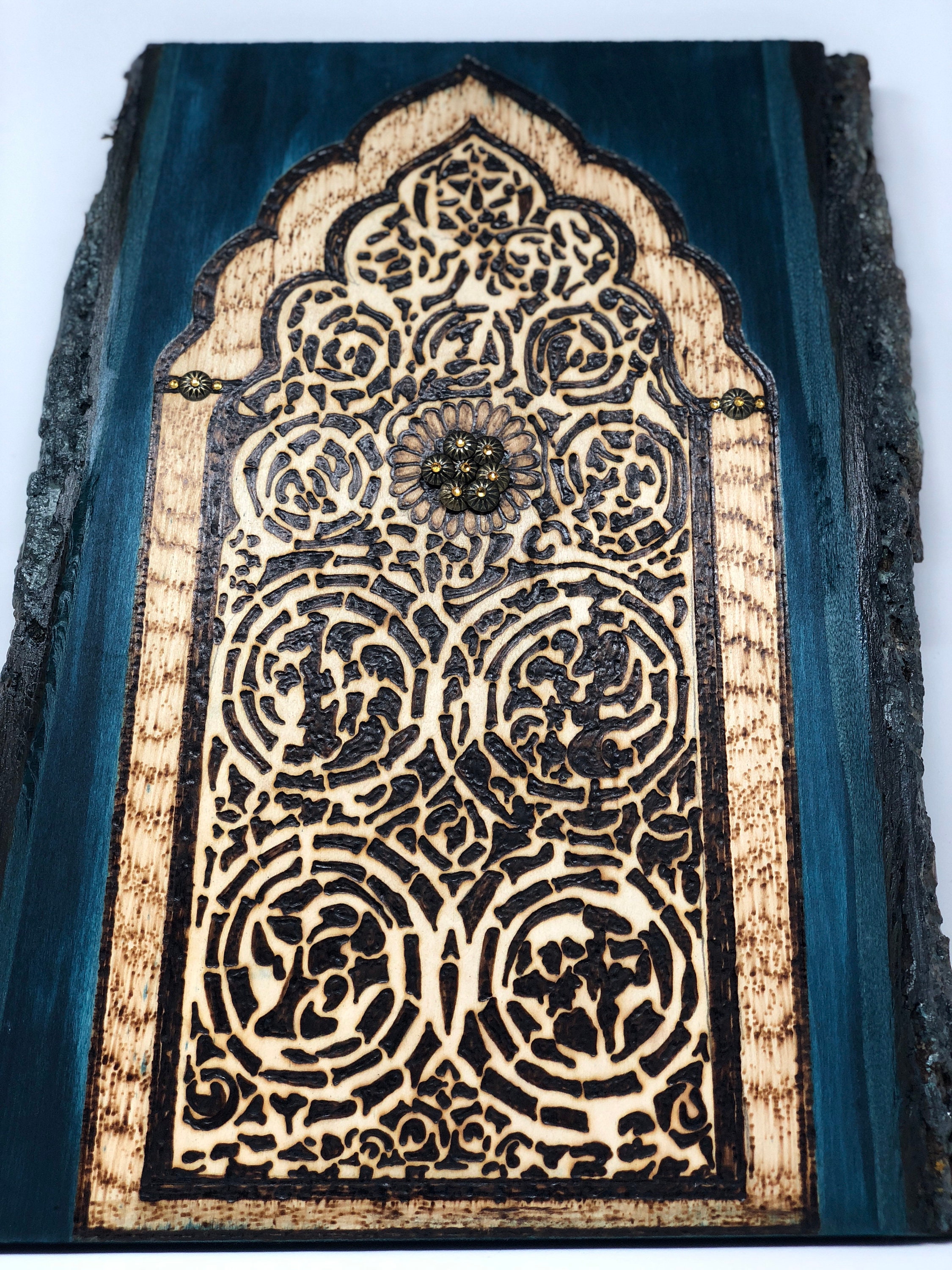 The Arabesque Mughal Style Modern-Look Islamic Art Woodburned and ...