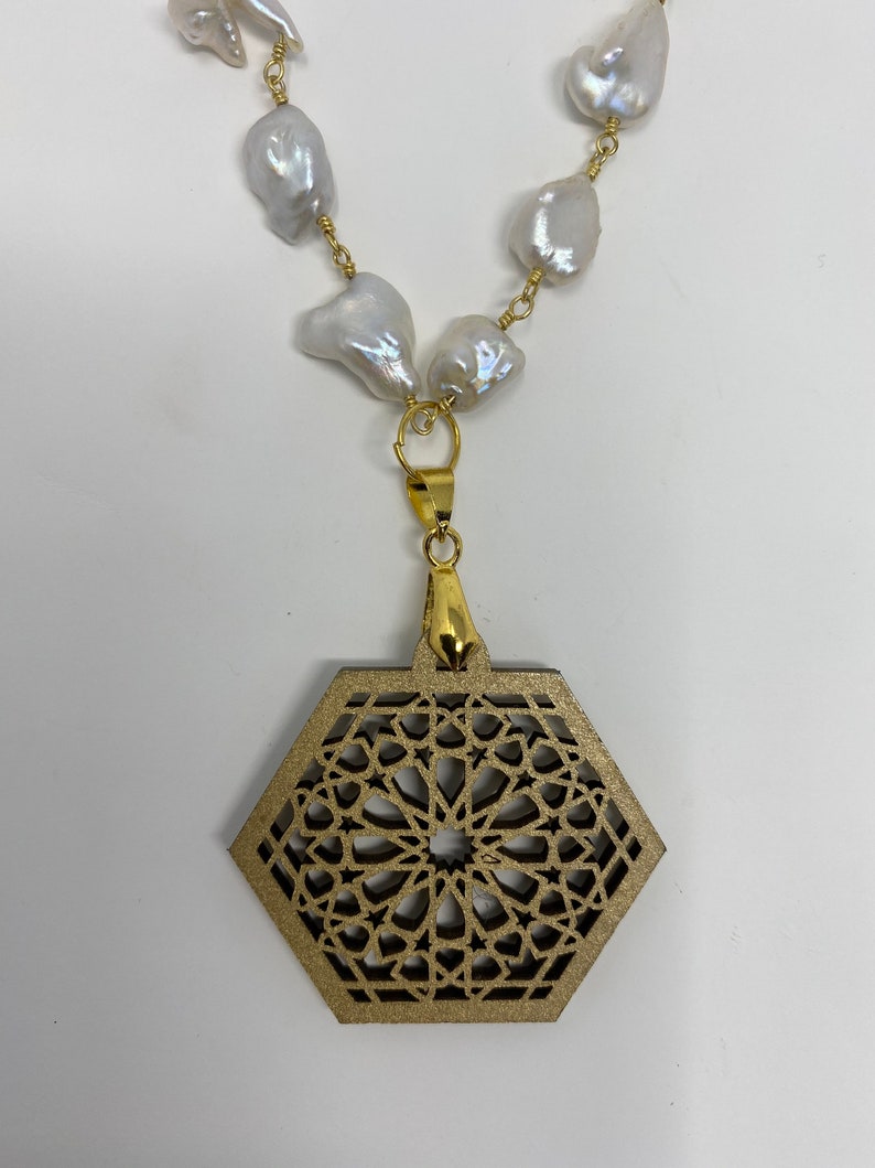 The Arabesque® Medieval Geometric Pattern Wooden Pendant With - Etsy