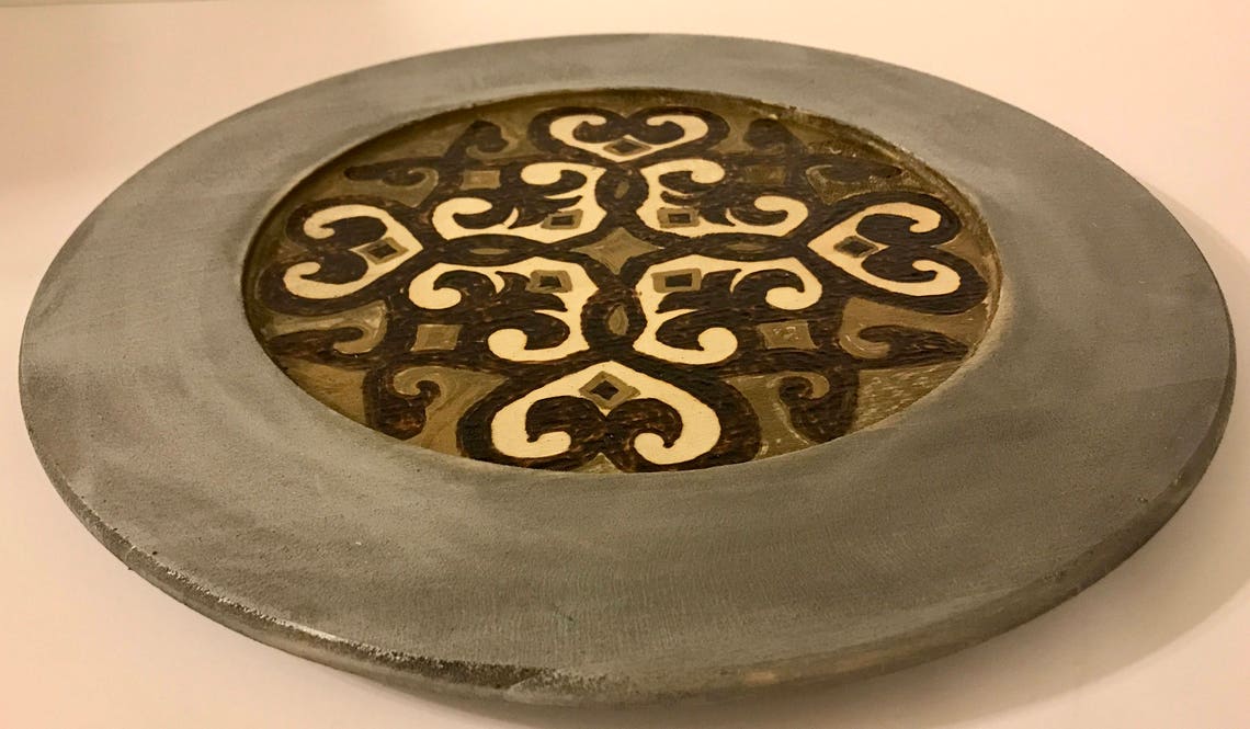 Medieval Arabesque Art Inspired Decorative Wood Plate With Antique ...