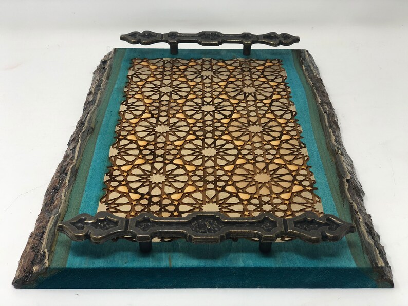 The Arabesque® Decorative Wooden Tray With Medieval Islamic - Etsy