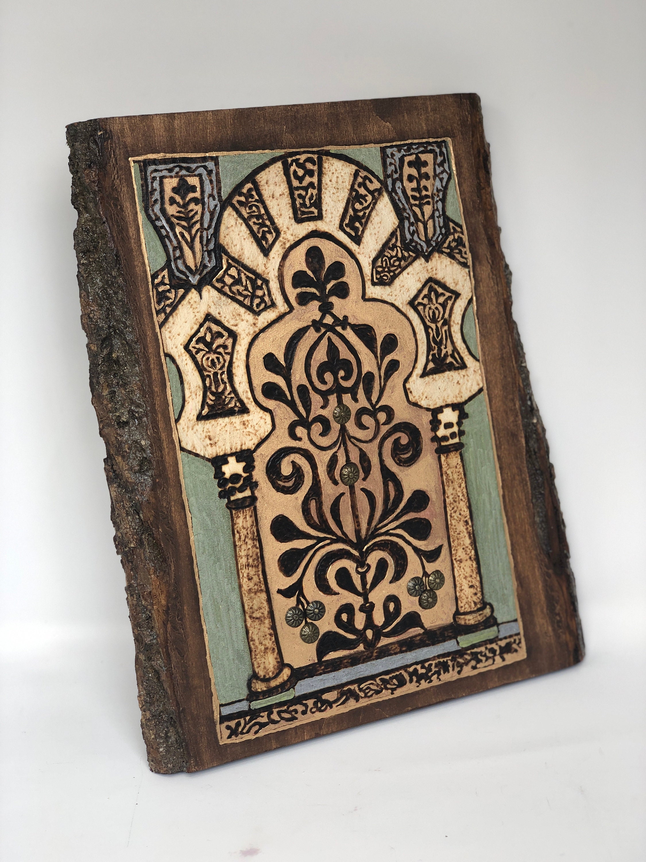 The Arabesque ® Cordoban Glory 9 x 13 Wooden Wall Art Plaque Depicting ...