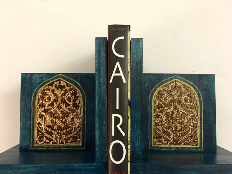 Arabesque Window Bookends, Woodburned Historical Design - Etsy