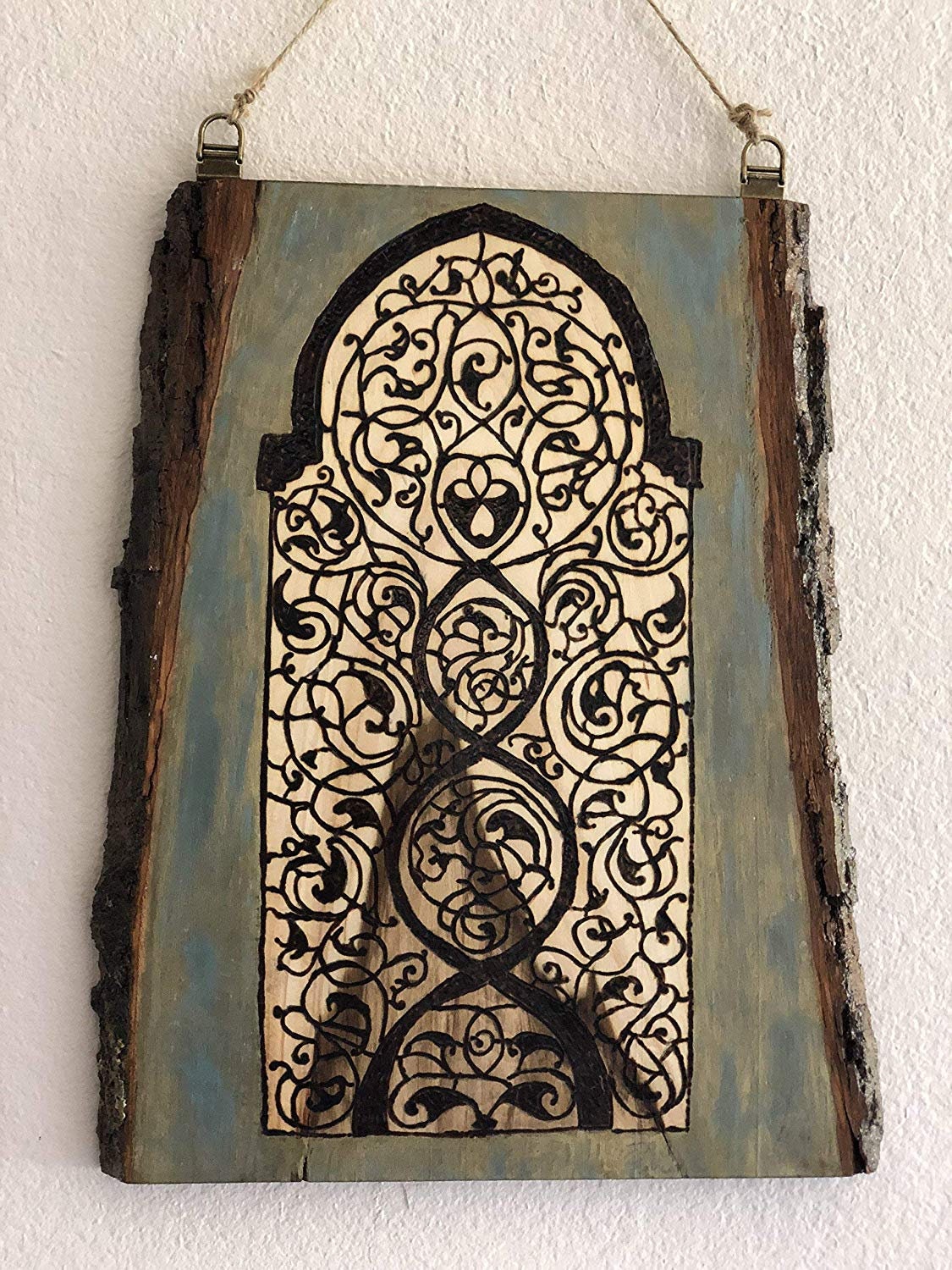 The Arabesque Mughal Style Modern-Look Islamic Art Woodburned and ...