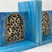 The Arabesque® Medieval Mamluk Window Design Bookends in Vivid Aqua ...