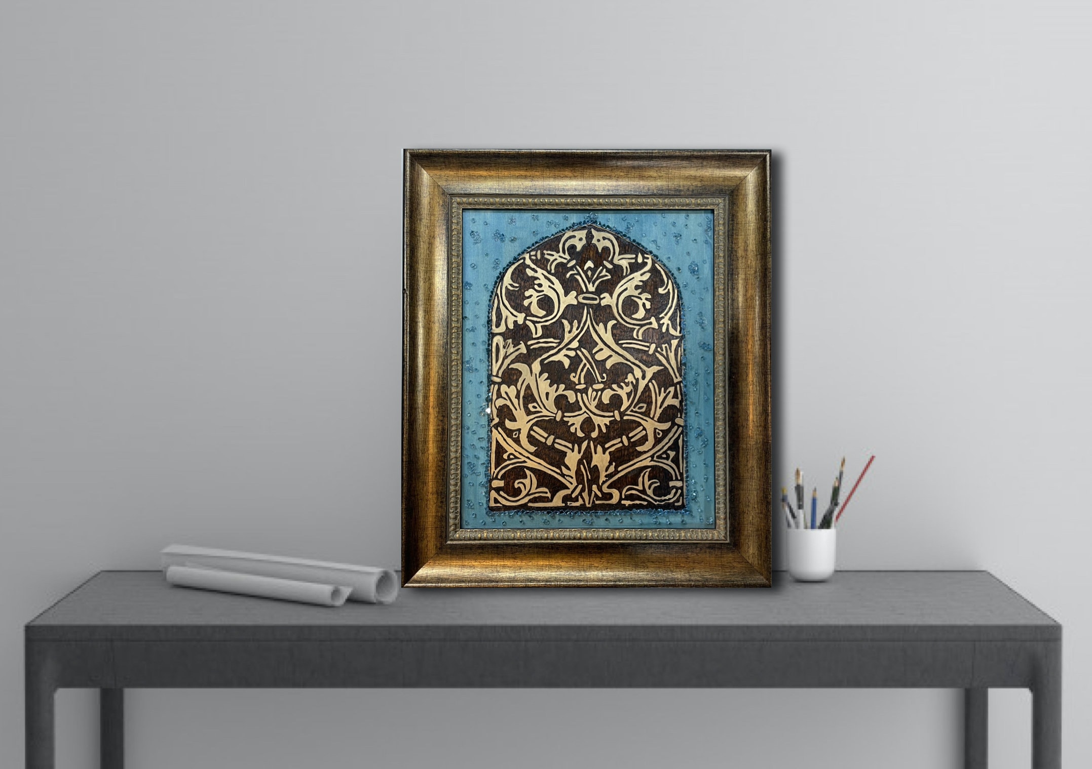 The Arabesque® Large Medieval Arabesque Woodburned Wooden Window Wall ...
