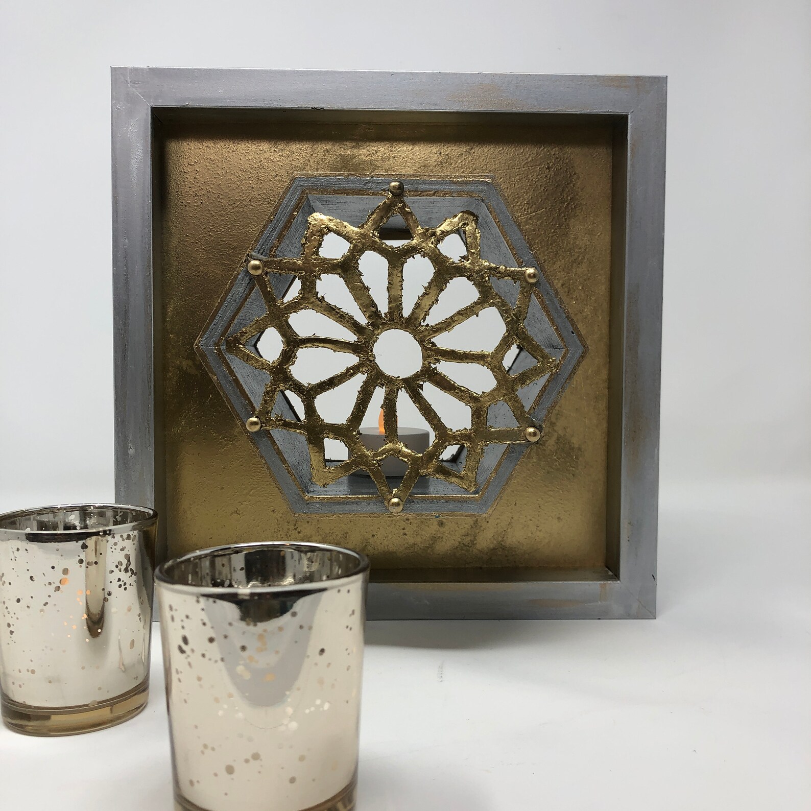 The Arabesque® Wooden Wall Art Lamp With Painted Polymer Clay | Etsy