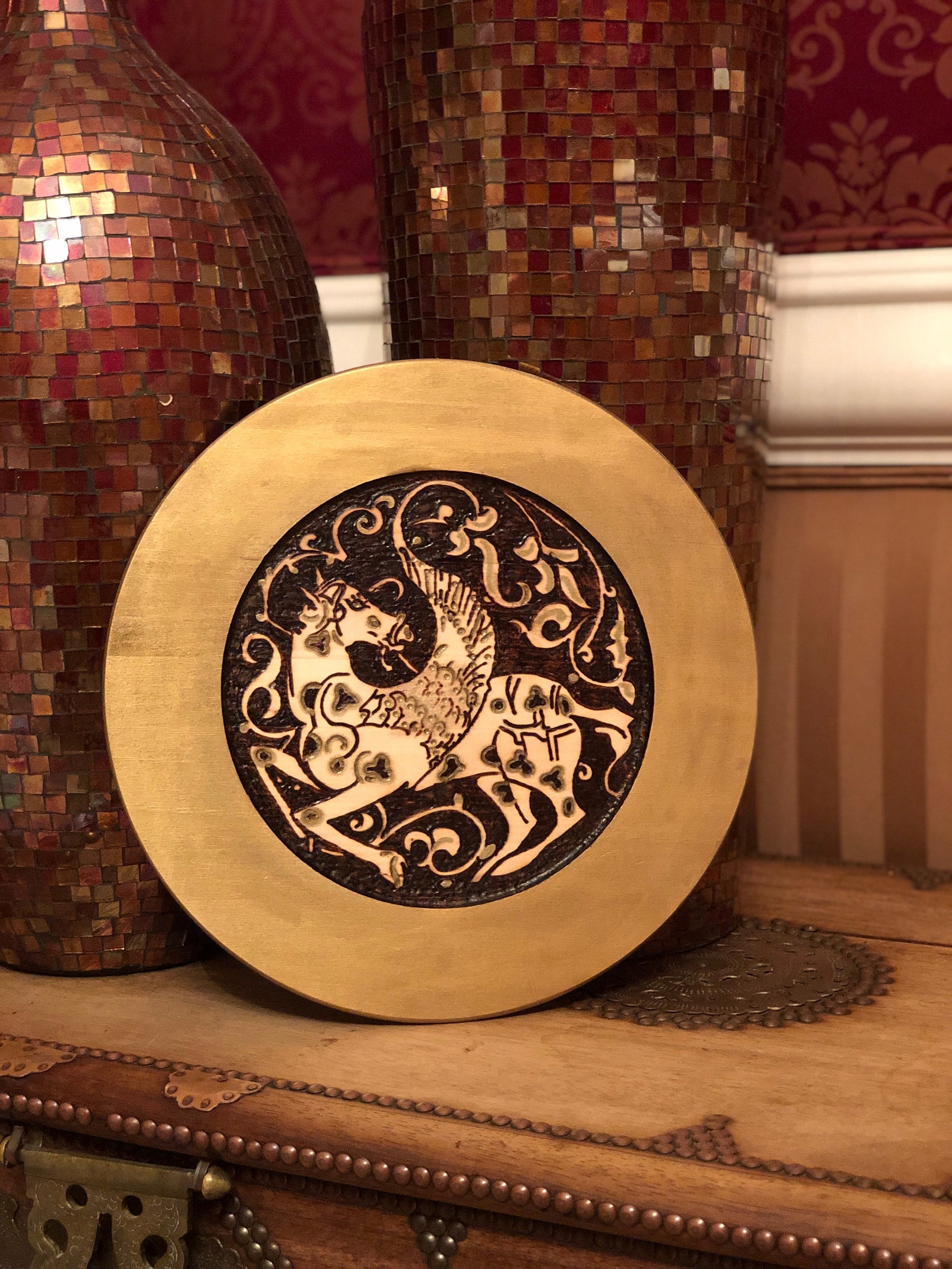 Wooden Decorative Plate 11.5 Inches With Woodburned Medieval | Etsy