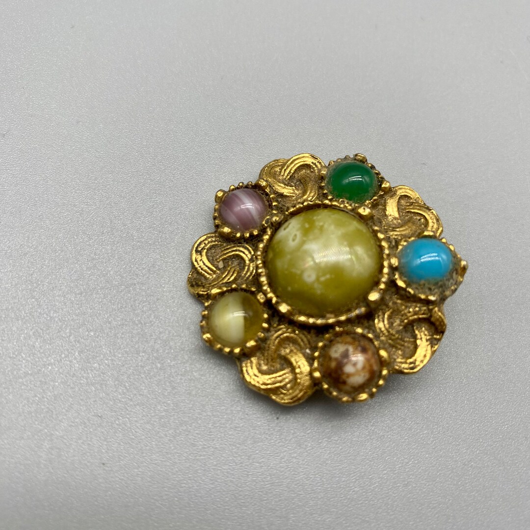 Vintage Miracle Celtic Glass Agate Scottish Brooch - Etsy