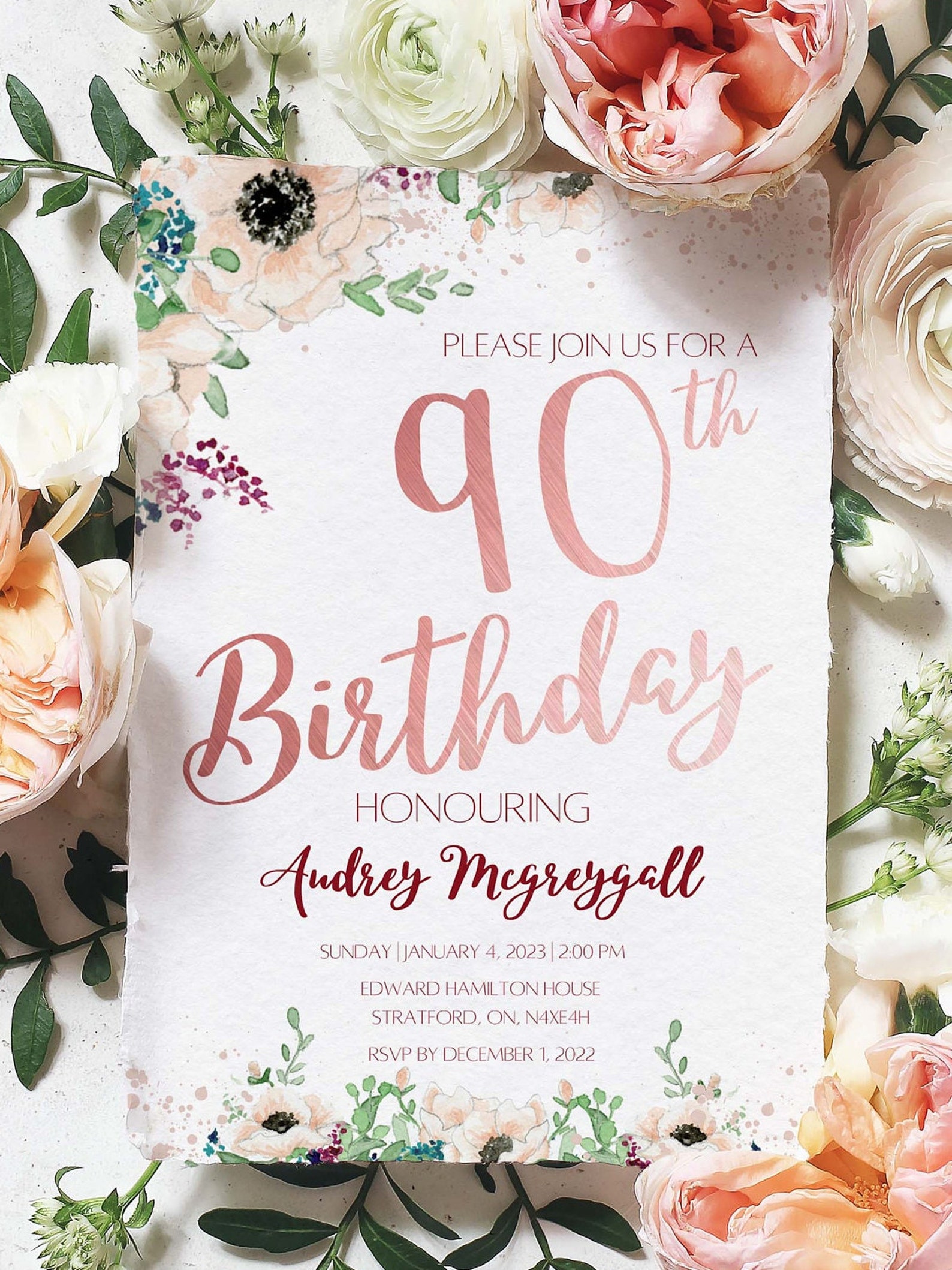 Printable 90th Birthday Invitations Editable DIY 90th - Etsy