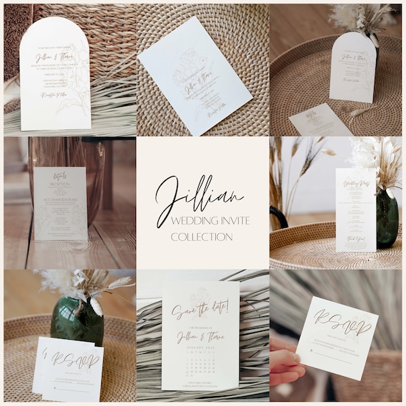 JILLIAN Wedding Bundle Template Boho Arched Wedding | Etsy