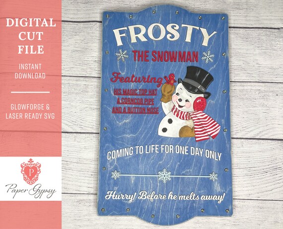 Frosty the Snowman Light Sign Laser Ready SVG Cut File - Etsy