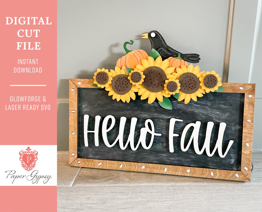 Fall Sunflower Light Sign Svg File, Glowforge Laser Ready SVG Cut File ...