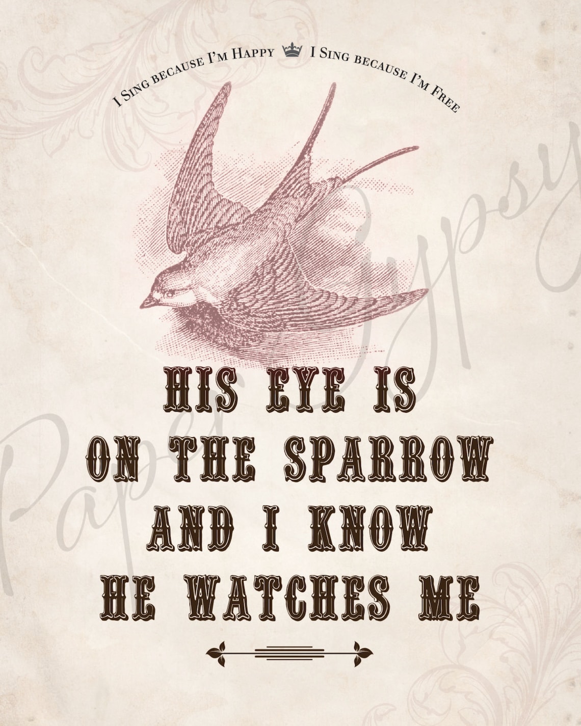 His Eye is on the Sparrow Printable Art Home Decor Digital - Etsy