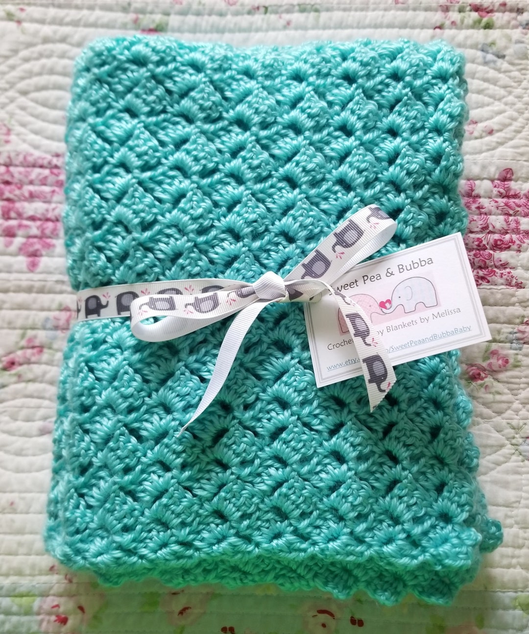 Aqua Jamie Crocheted Baby Afghan - Etsy
