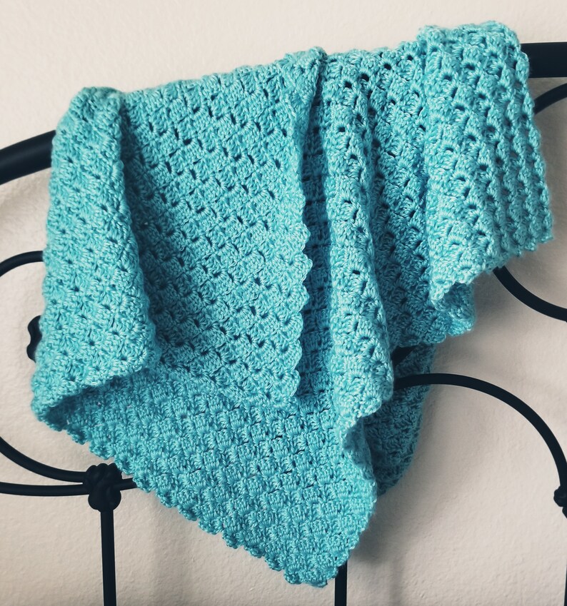 Aqua Jamie Crocheted Baby Afghan - Etsy