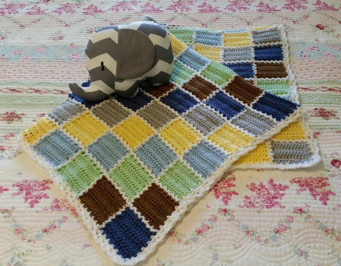 Crocheted Tiny Blocks Baby Blanket - Etsy