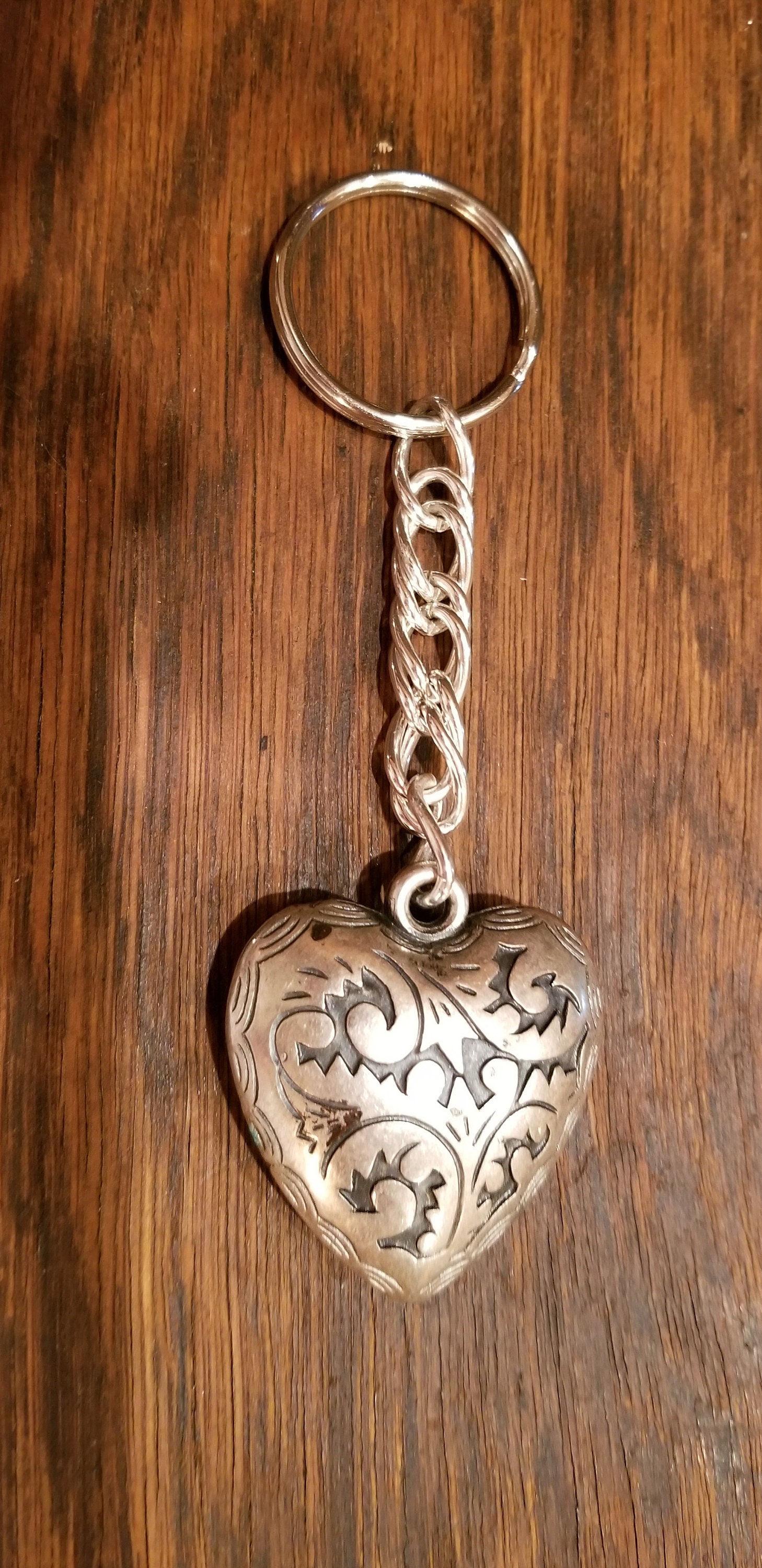 Large Silver Plate Vintage Key Ring With Chain - Etsy