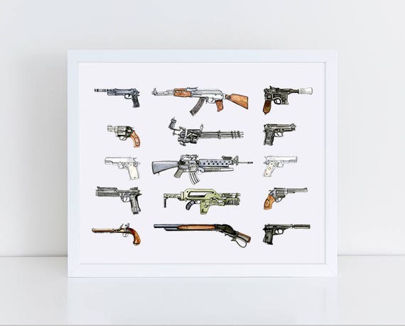 Gun Print Iconic Gun Art Movie Inspired Gun Art Gun | Etsy