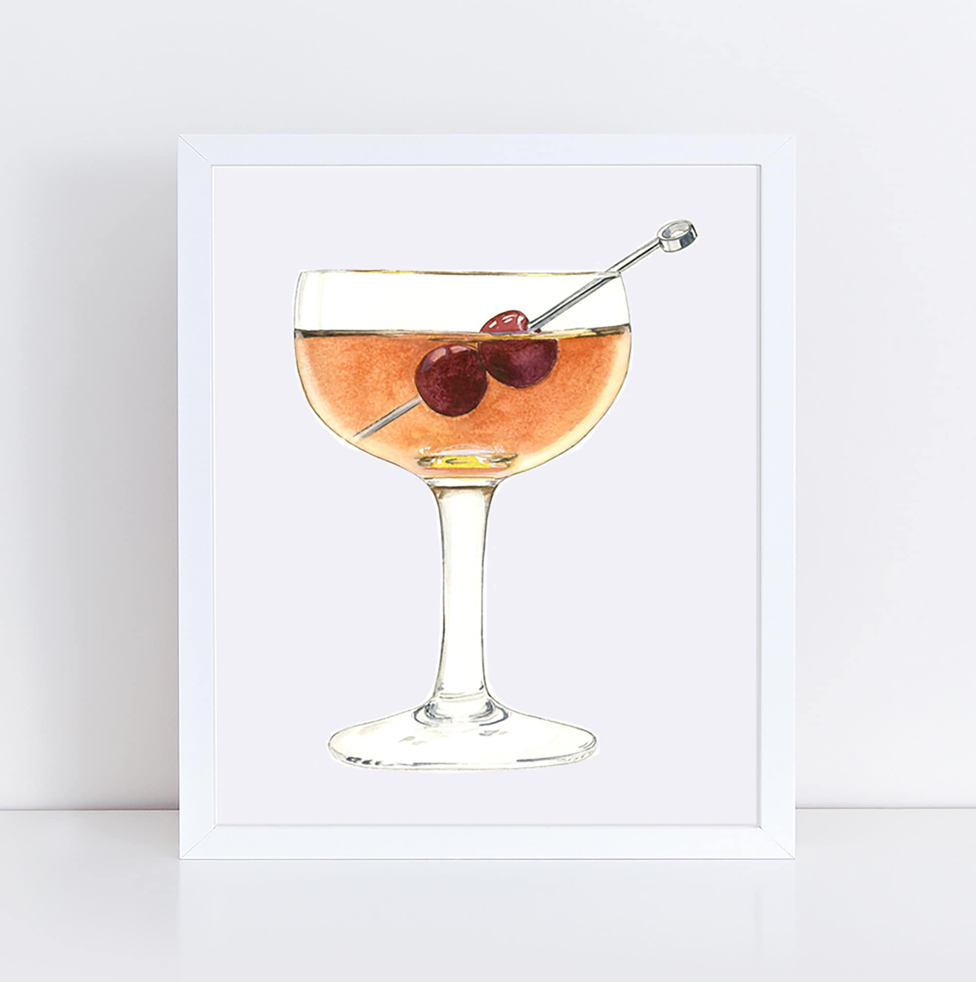 Manhattan Cocktail Art Print Cocktail Wall Art Home Bar Art Print ...