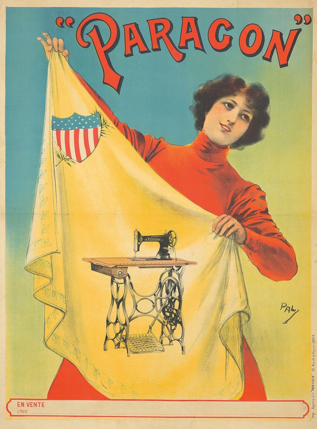 Original Vintage Poster Pal Paragon Sewing Machine 1900 - Etsy