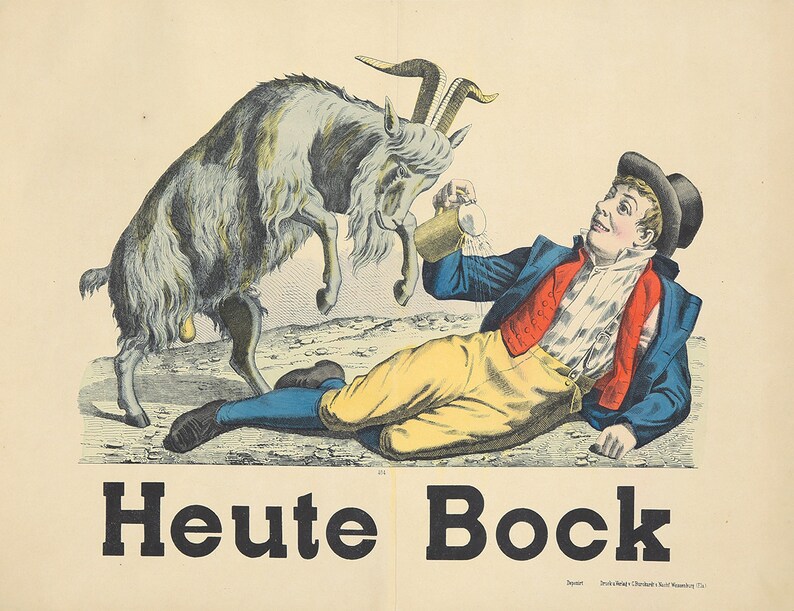 Original Vintage Poster Heute Bock Beer German Goat 1890 - Etsy