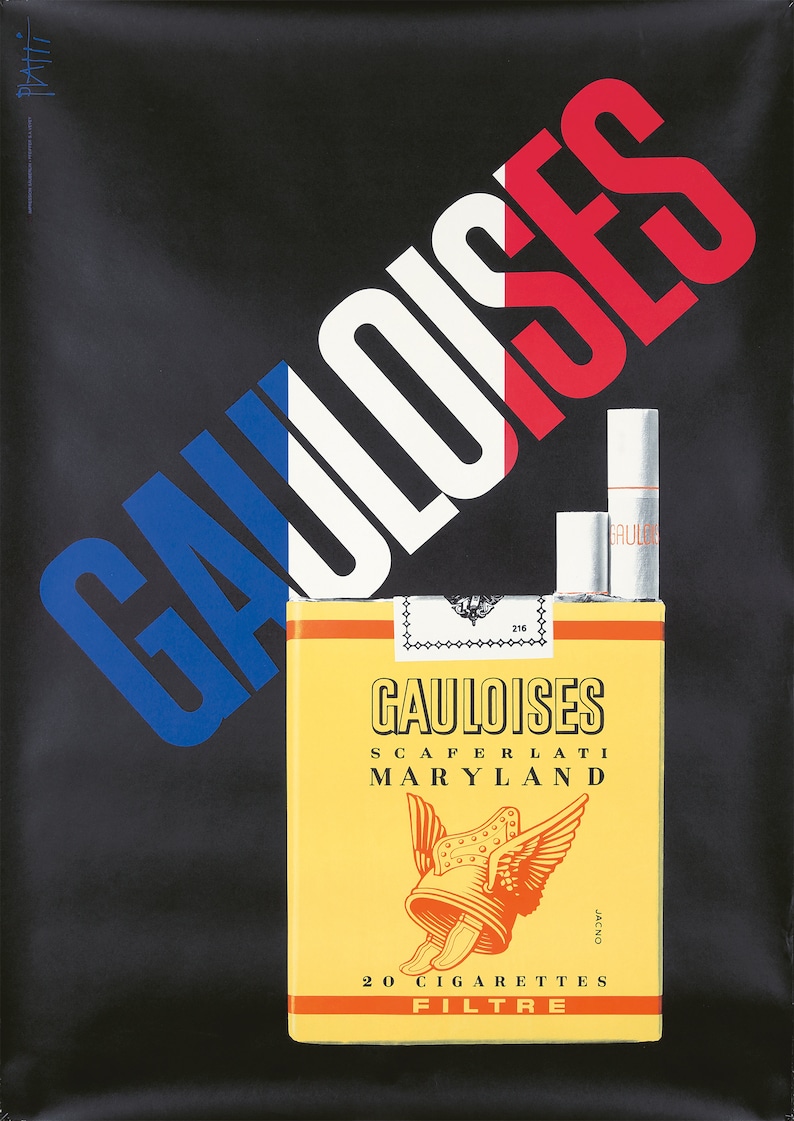 Original Vintage Poster Piatti Gauloises Cigarettes 1969 Swiss - Etsy