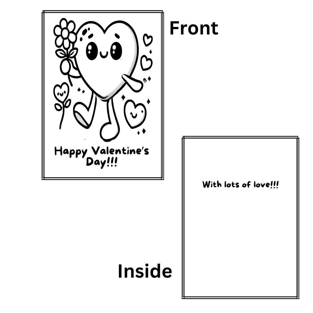 Love Valentine Card, Valentine Coloring Card, Printable Valentine's Day ...
