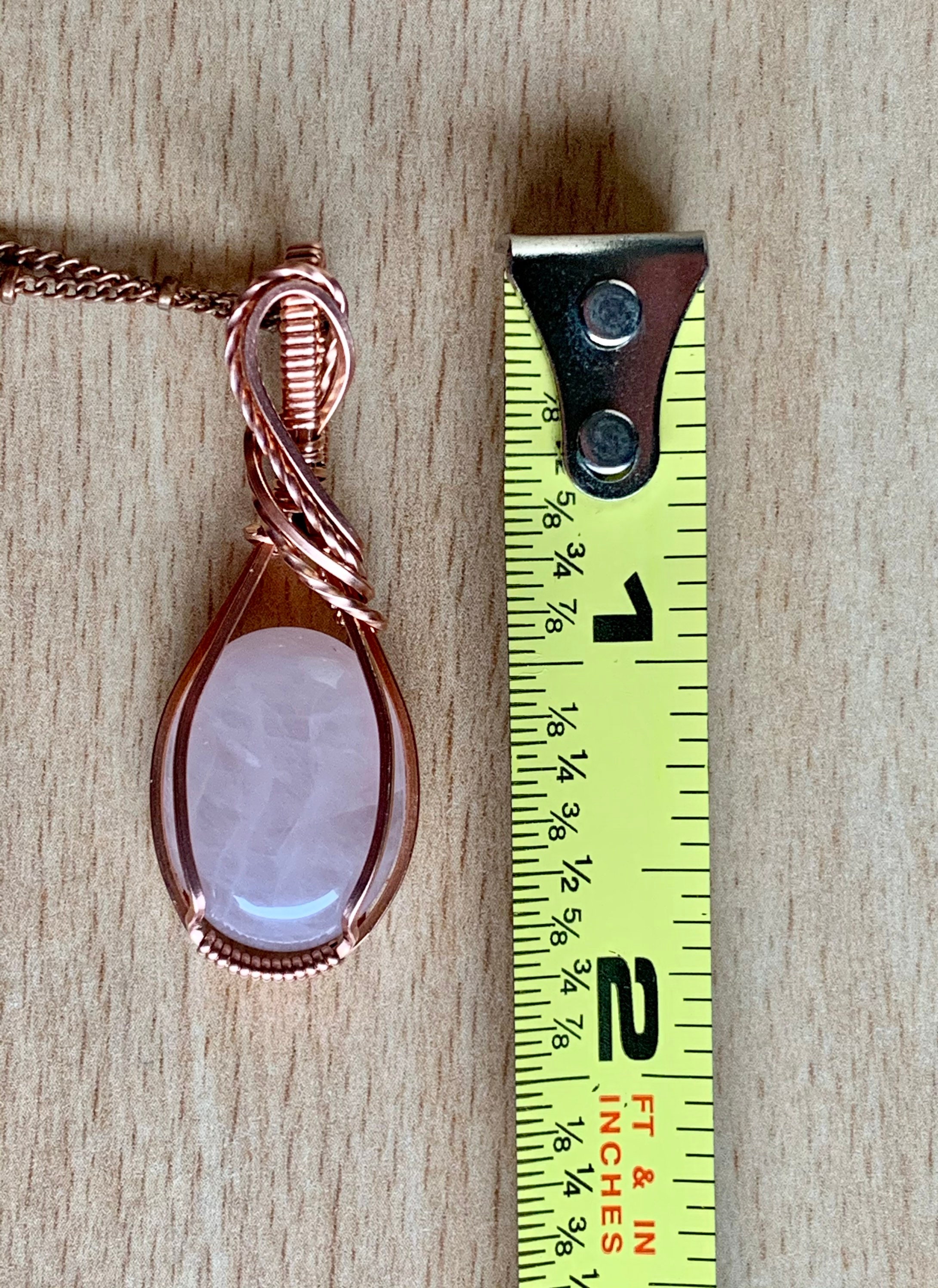 Rose Quartz Pendant/Copper Wire Wrapped Pendant/Pink | Etsy