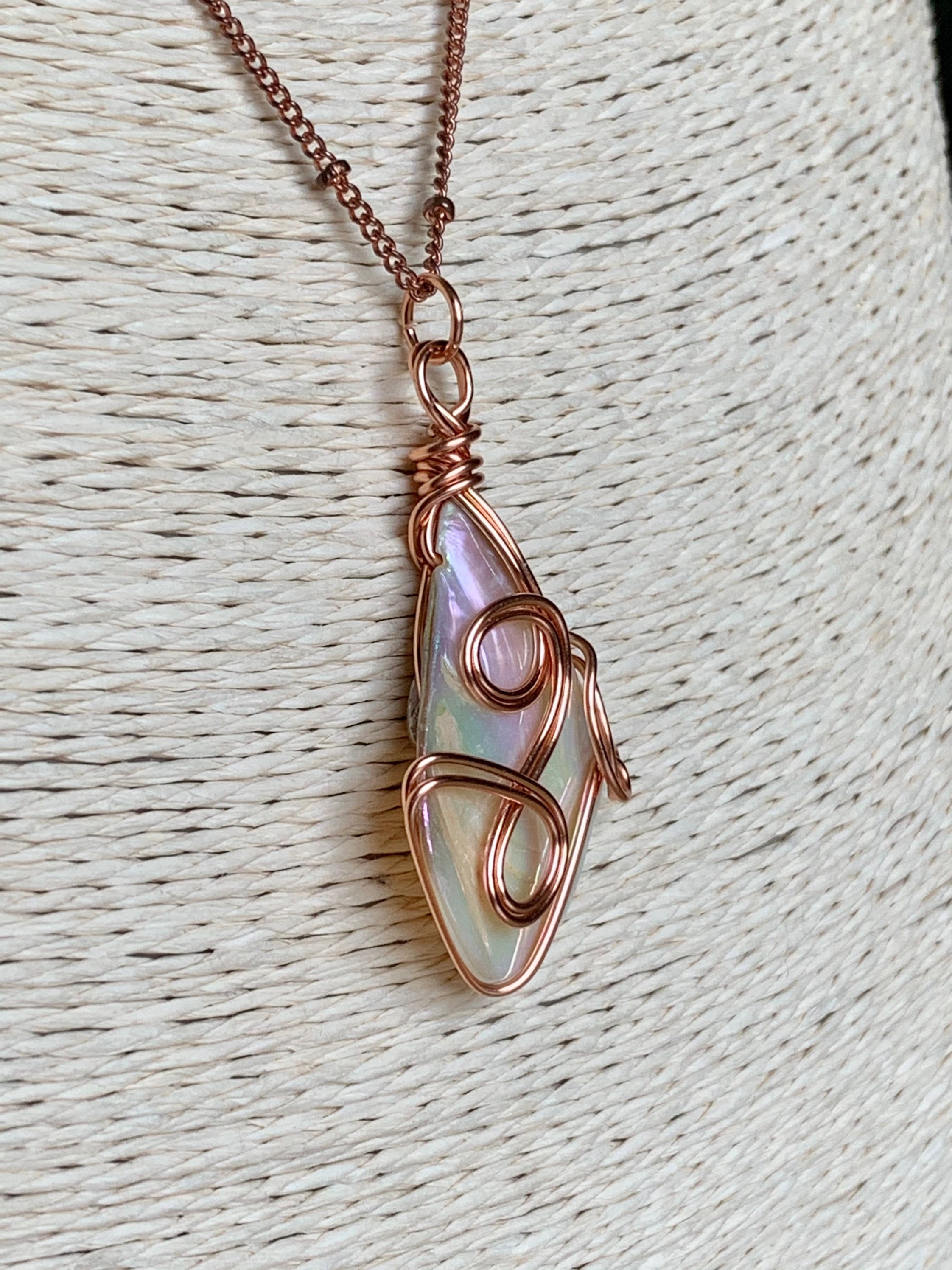 Shell Pendant/Copper Wire Wrapped Pendant/Shell Necklace/Beach | Etsy