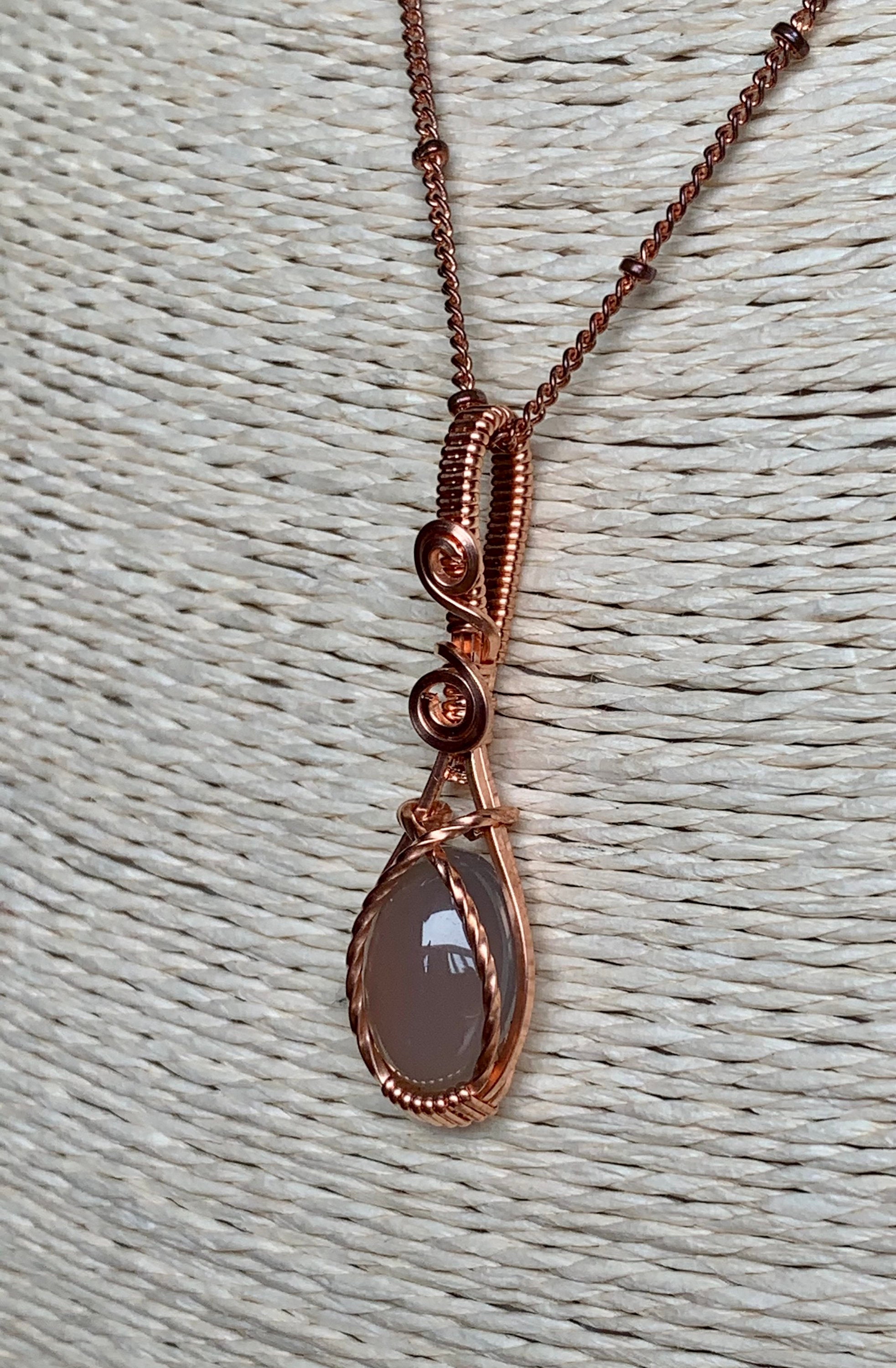 Copper Agate Pendant/Wire Wrapped Gemstone Pendant/Gray | Etsy