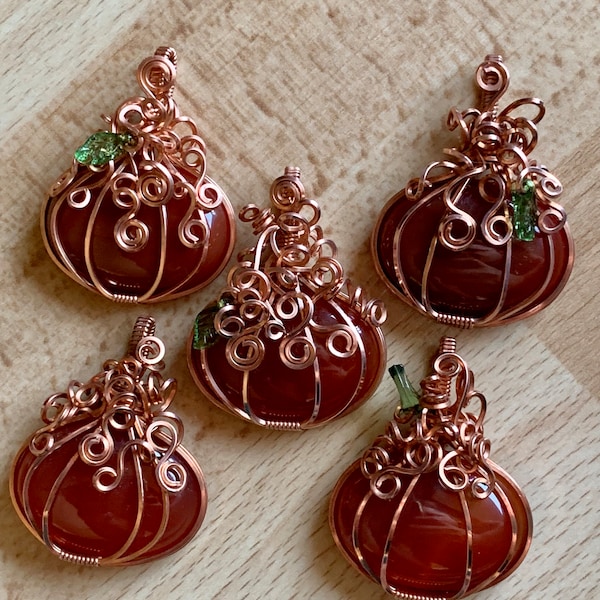 Wire Wrapped Pumpkin Pendant - Etsy