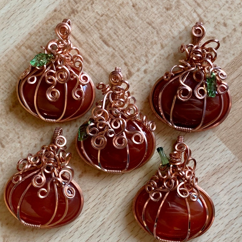 Wire Wrapped Pumpkin Pendant - Etsy
